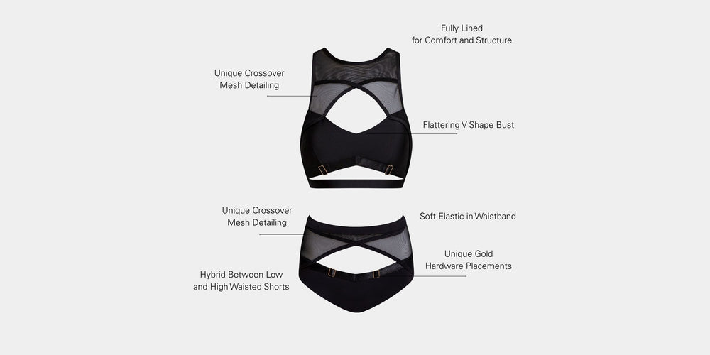 Black Low & High Waisted Pole Shorts - Xena
